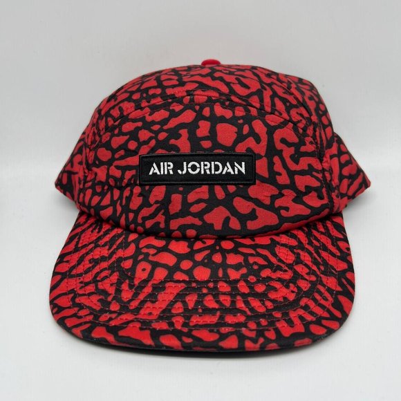 Jordan | Accessories | Air Jordan Red 5 Panel Jumpman Hat Strapback Cap ...